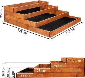 Vyvýšený záhon 4 patrový 123x123 cm dřevěný SPRINGOS GB0001