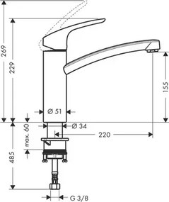 Hansgrohe - Dřezová baterie, vzhled nerezu
