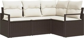 Set pohovek 4 pcs Hnědá polyratan 3346358