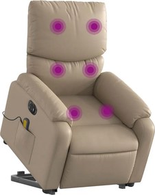 Elektrické zvedací masážní polohovací křeslo cappuccino koženka 3204913