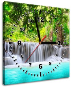 Gario Obraz s hodinami Nádherný vodopád v Thajsku Rozměry: 30 x 30 cm