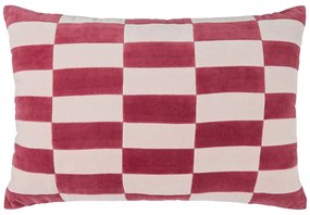 CHECKER VELVET Polštář 40 x 60 cm - červená/růžová