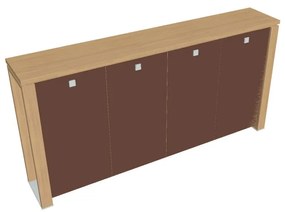 Střední šatní skříň Verno+ 260 x 46 x 130 cm, skleněné dveře, dub světlý / hnědá