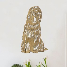 dřevo života Dřevěný obraz psa BRIARD Zvolte rozměr (cm): 35x60, Zvolte barvu dekoru: Dub zlatý