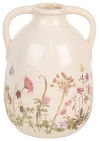 Keramická váza s oušky a lučními květy Flowers of Love L - Ø 16*22 cm