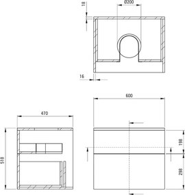 Deante Prizma, závěsná skříňka s pultovou deskou 600x470x520 mm, bílá lesklá, DEA-SDI_6B61