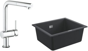 Set kuchyňská baterie Grohe Minta 31360001, granitový dřez Grohe K700 31654AP0