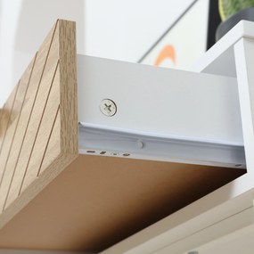 HOMCOM Úzký konzolový stolek do předsíně s 2 zásuvkami, design s vyřezávanými liniemi, moderní styl pro chodbu, obývací pokoj a ložnici 100x30x75 cm …