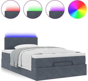 Osmanská postel s matrací &amp; LED tmavě šedá 120x190cm samet 3312537