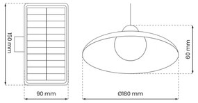 SADA 2x LED Solární závěsné svítidlo LED/6W/3,7V 2000 mAh IP44 + DO