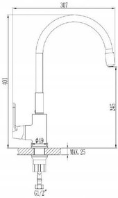Invena Tesalia, 1-komorový granitový dřez s odkapávačem 760x440x160 mm a kuchyňskou baterií Joga Plus s flexibilním ramenem + chromový automatický sifon, INV-AZ-01-043-SET