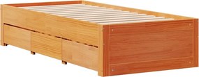 Postel bez matrace se zásuvkami hnědá 75x190 cm masiv borovice 3308830
