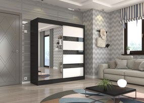 ADRK Furniture Posuvná skříň se zrcadlem a lacobelem TOURA 200 ADRK-SW-TOU-BWBL-200