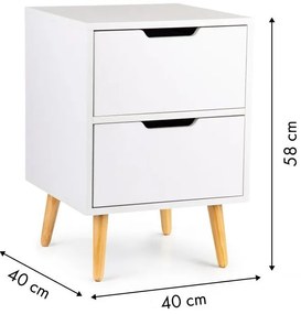 ModernHome Noční stolek se 2 zásuvkami - bílý, WYJ-052