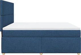 Box spring postel s matrací modrá 200x200 cm textil 3293686