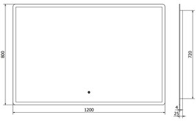 Mexen Navia podsvícené koupelnové zrcadlo 120 x 80 cm, LED 6000K, ventilátor - 9803-120-080-611-00