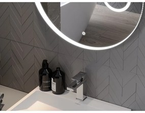 Mexen Ella podsvícené koupelnové zrcadlo s kosmetickým zrcátkem, Kulaté 60 cm, LED 6000K, ventilátor - 9811-060-060-611-00
