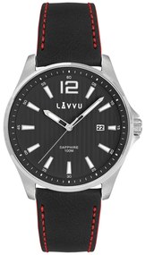 Pánské hodinky se safírovým sklem LAVVU NORDKAPP Black / Top Grain Leather LWM0165