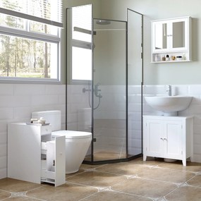 HOMCOM Koupelnová skříňka se 2 šuplíky a horním prostorem s víkem pro umyvadlo a sprchu 17x48x58 cm Bílá