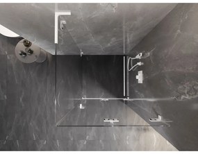 Mexen Lunar-F L, sklápěcí sprchový kout pravý 80 x 80 cm, 8mm čiré sklo, bílý profil, 836L-080-080-20-00-P