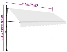 vidaXL Marketos Ručně zatahovací markýza s LED světlem 350 cm krémová