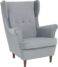 Křeslo ušák, světlešedá/ořech, RUFINO 3 NEW