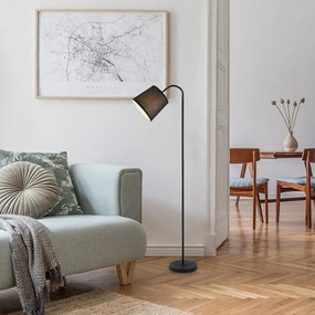 Rabalux Černá stojací lampa Godric s černým stínidlem pro žárovku E27 6640