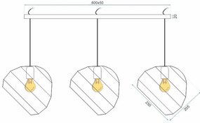 Toolight Trojitá závěsná stropní lampa APP384-3CPR