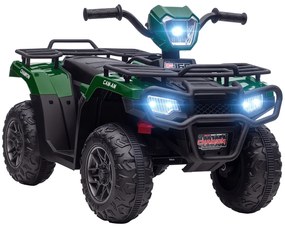 HOMCOM Elektrická dětská čtyřkolka, elektrická čtyřkolka s LED a hudbou, pro děti od 3 let, dětská motorka, černá+zelená, 88 x 45 x 50 cm | Aosom