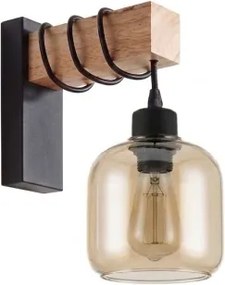 BRILAGI - Nástěnné svítidlo WOOD GLASS 1xE27/60W/230V borovice/černá/kouř hnědá