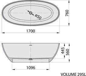 Polysan Polysan, NOYA volně stojící vana 170x76cm, rockstone, bílá mat, 92330