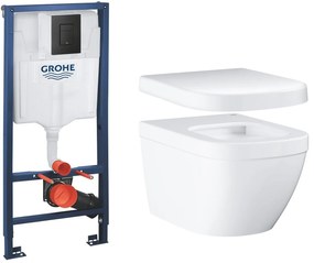Set záchodová mísa Grohe Euro Ceramic 3932800H, podomítkový WC modul se splachovacím tlačítkem Grohe Solido 38811KF0, 39331001