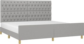 Rám postele s čelem světle šedý 200x200 cm textil 3125324