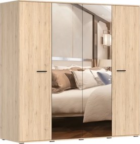 IDZ Šatní skříň BARI 4D, 200 cm Dub San Remo/Černá