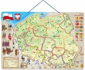 Woody Magnetická mapa Polska s obrázky a společenská hra 3v1 / od 3 le