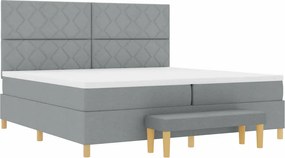 Postel s boxspringem s čelo Světle šedá 200 x 200 cm textil 3344401