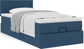 Osmanský rám postele s matrací modrá 90x190cm textil 3311344