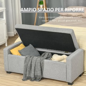HOMCOM Úložná lavička, čalouněná lavička se skladovacím prostorem, lavička na konec postele, moderní design, plast, šedá tkanina, vícúčelová, 120x50x…