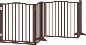Zábrana pro psy s dvířky skládací 8 panelů hnědá 640 cm topol 3155638
