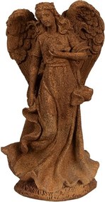 Dekorativní rezavá figurka anděl s holubicí - 12*10*23 cm