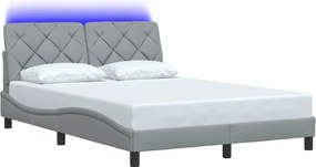 Rám postele s LED bez matrace Světle šedá 140x190 cm Látka 3310664