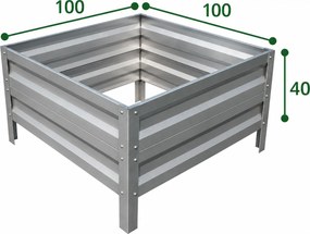 Vyvýšený záhon LEGI 1 × 1 m, pozinkovaný ocelový rám, výška 40 cm, pozink