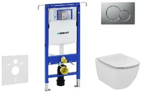 Geberit Duofix - Modul pro závěsné WC s tlačítkem Sigma01, matný chrom + Ideal Standard Tesi - WC a sedátko, Aquablade, SoftClose 111.355.00.5 NU3