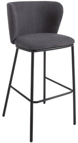 OnaDnes -20% Tmavě šedá látková barová židle Kave Home Ciselia 75 cm