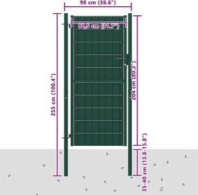 Plotová branka PVC a ocel 100 x 204 cm zelená 145231