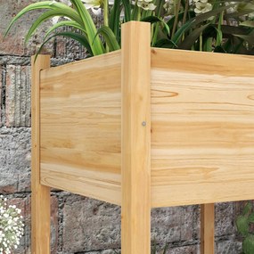 Outsunny Vyvýšený městský zahradní dřevěný pěstební stůl 115x55x80 cm s netkanou textilií pro pěstování rostlin, květin a zeleniny