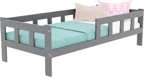 Benlemi Jednolůžko FENCE 4v1 se zábranou 90x200 cm + matrace ADAPTIC Zvolte barvu: Tmavě šedá, Zvolte zábranu: S jednou zábranou vpravo