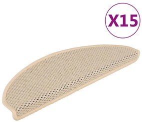 Samolepicí nášlapy na schody sisal 15 ks 65 x 21 x 4 cm berber 326881