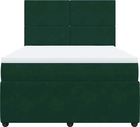 Box spring postel s matrací tmavě zelená 140x200 cm samet 3292355