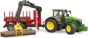 Bruder 03154 Traktor John Deere s lesnickým přívěsem a kládami / od 3